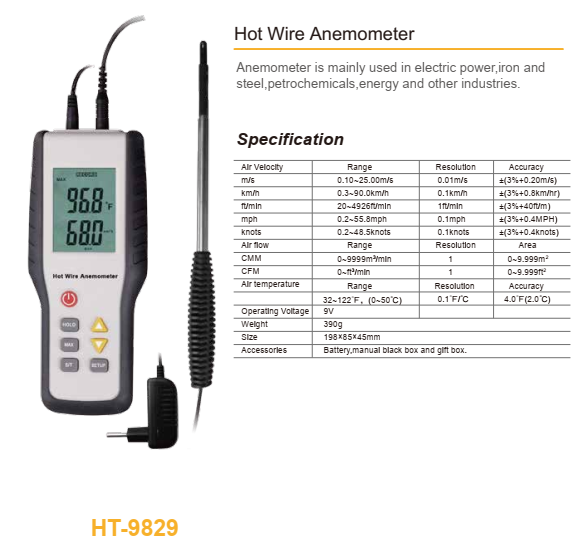 Máy đo tốc độ, lưu lượng, nhiệt độ gió HTI HT-9829 – HITEX-Nhà Cung Cấp – Phân Phối Thiết Bị Đo ...